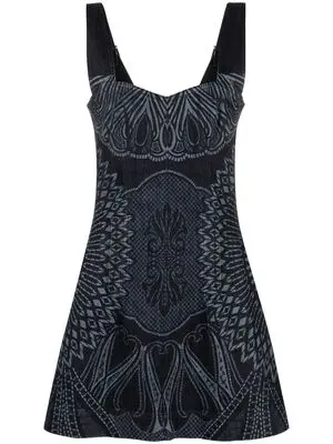 Alberta Ferretti Geometric Print Stretch-cotton Denim Dress