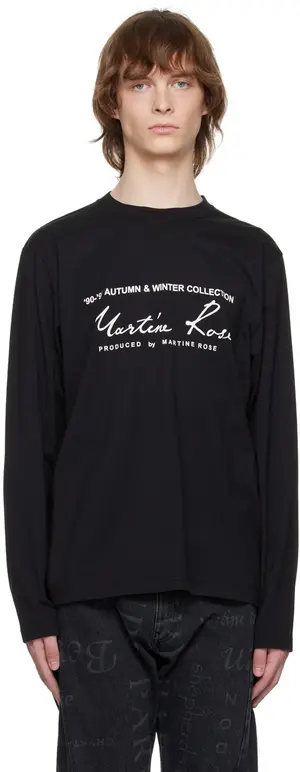 Martine Rose Printed Long Sleeve T-Shirt In Black - 43% Off