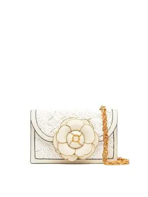 Oscar De La Renta Raffia Crochet Tro Bag