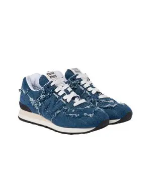 Miu Miu X New Balance 574 Sneakers - Denim | Editorialist
