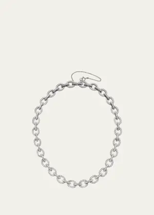 NAM CHO White Gold & Black Rhodium Oval Link Necklace With Diamonds - One-color