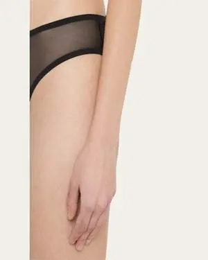 LIVY Tiger-embroidered Mesh Briefs