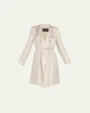 Giorgio Armani Metallic Wrap Coat With Leather Belt