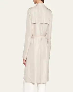 Giorgio Armani Metallic Wrap Coat With Leather Belt
