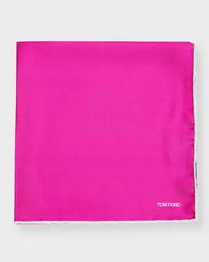 TOM FORD Men's Micro-logo Silk Pocket Square Fuxia