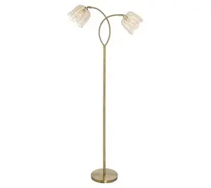RIVER OF GOODS 67.5'h Metal Floor Lamp With Rat An Shades - One-color