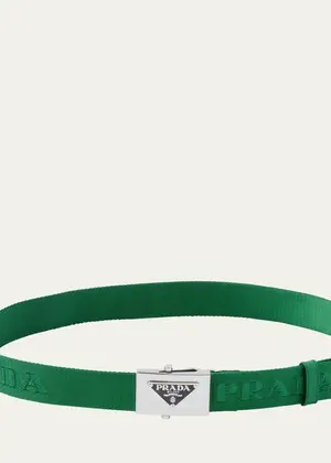 Prada Prada Triangle Logo Nylon Belt Green