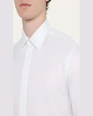 Charvet Slim Fit Covered Placket Dress Shirt - White