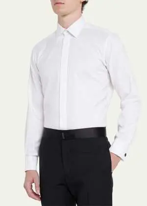 Charvet Slim Fit Covered Placket Dress Shirt - White