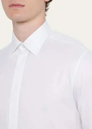 Charvet Slim Fit Covered Placket Dress Shirt - White