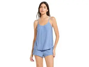 Eberjey Gisele Tenceltm Printed Modal Ruffle Cami Shortie Short Set Women's Pajama Sets Heart To Heart/black 1 Blue