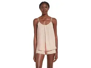 Eberjey Gisele Tenceltm Printed Modal Ruffle Cami Shortie Short Set Women's Pajama Sets Heart To Heart/black 1 Coral