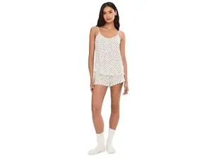Eberjey Gisele Tenceltm Printed Modal Ruffle Cami Shortie Short Set Women's Pajama Sets Petite Batik Denim White
