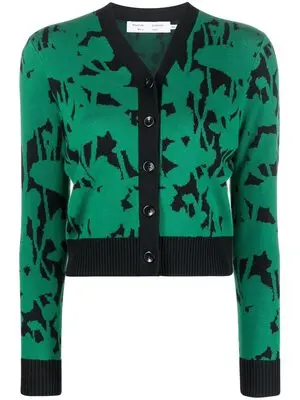 Proenza Schouler White Label Floral-intarsia Cardigan - Green