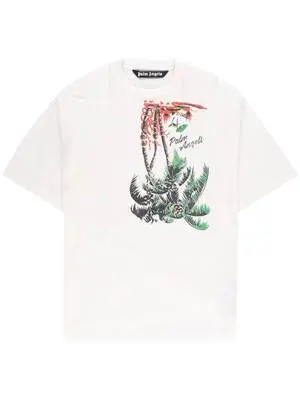 Palm Angels Upside Down Palm-print T-shirt - White