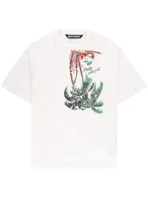 Palm Angels Upside Down Palm-print T-shirt White/green