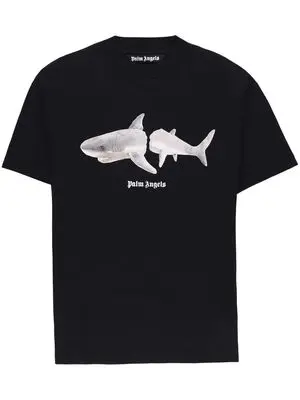 Palm Angels Shark Cotton T-shirt - Black