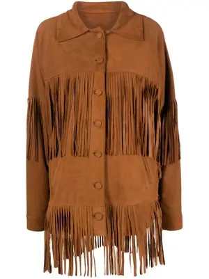 DANCASSAB Loretta Fringed Leather Jacket - Brown