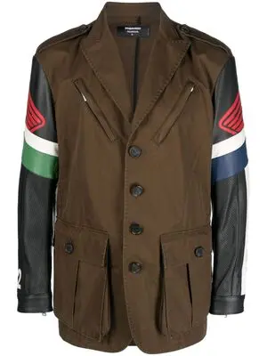 Dsquared2 Biker-style Jacket With Contrast Sleeves