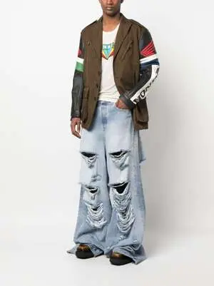 Dsquared2 Biker-style Jacket With Contrast Sleeves