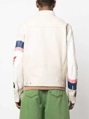Dsquared2 Leather Biker Jacket With Logo Patch