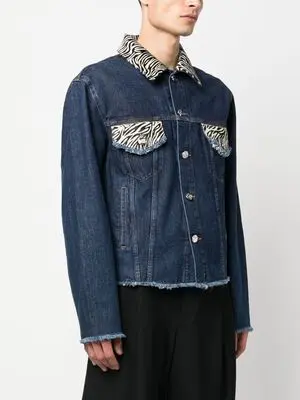 ジャケット・アウター BLUEMARBLE Zebra Detailing Denim Jacket Bluemarble Marble Zebra Print-Detailing Denim Jacket In Blue - 41