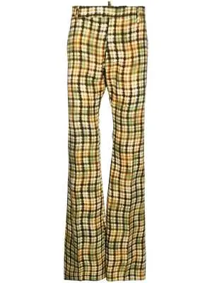 Dsquared2 Check-pattern Cotton Flared Trousers - Yellow