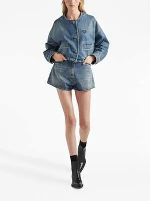 Prada Triangle-logo Denim Blouson Jacket