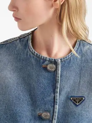 Prada Triangle-logo Denim Blouson Jacket