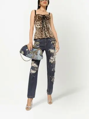 Dolce & Gabbana Leopard-print Lace-up Corset - Brown