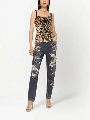 Dolce & Gabbana Leopard-print Lace-up Corset - Brown