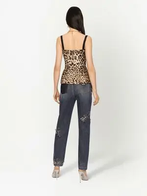Dolce & Gabbana Leopard-print Lace-up Corset - Brown