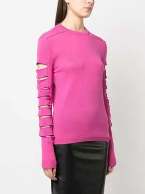 Rick Owens Ribbed Trim Cut-out Jumper - Pink