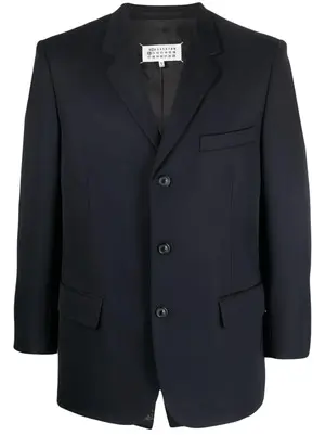 MAISON MARGIELA Single-breasted Wool Blazer - Blue