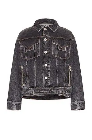 Balmain Velcro Oversized Denim Jacket In Black