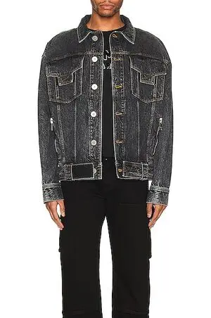 Balmain Velcro Oversized Denim Jacket In Black
