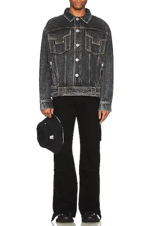 Balmain Velcro Oversized Denim Jacket In Black