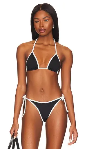 L*Space Lotus Bikini Top - Black & Cream