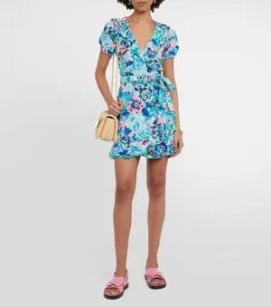 Poupette St Barth Aude Printed Wrap Mini Dress - Multicoloured