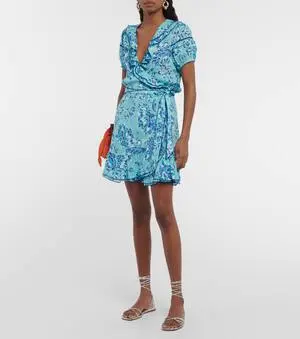 Poupette St Barth Aude Printed Wrap Mini Dress - Multicoloured