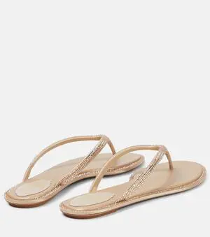 Rene Caovilla Diana Embellished Thong Sandals - Beige