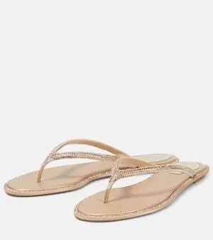 Rene Caovilla Diana Embellished Thong Sandals - Beige