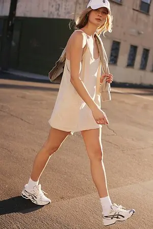 Free People FP Movement Hot Shot Mini Dress With Built-in Shorts Bamboo