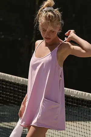 Free People FP Movement Hot Shot Mini Dress With Built-in Shorts Bright Orchid