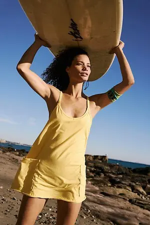 Free People FP Movement Hot Shot Mini Dress With Built-in Shorts Fresh Mango