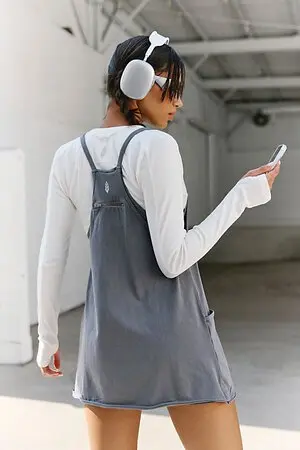 Free People FP Movement Hot Shot Mini Dress With Built-in Shorts Gunmetal