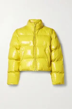 Balenciaga Cropped Quilted Padded Glossed-shell Coat