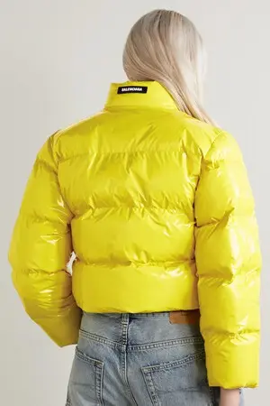 Balenciaga Cropped Quilted Padded Glossed-shell Coat