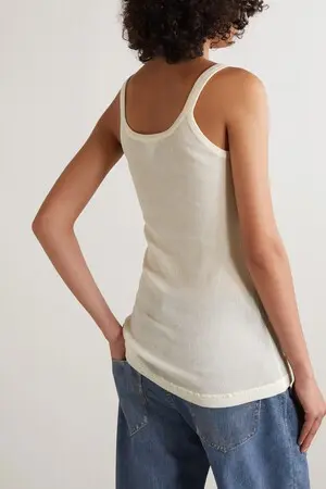 Bottega Veneta Ribbed Cotton-blend Tank - Cream