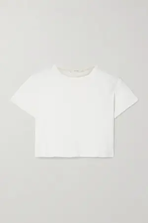 THE ROW Fedras Cropped Cotton-blend Jersey T-shirt